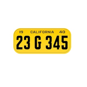 1940 California Old Vintage Retro US USA License Plate Custom Number ...