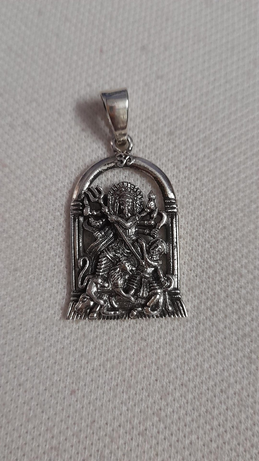 Handmade Sterling Silver Maa Durga Pendant: Hindu Goddess Jewelry - Etsy