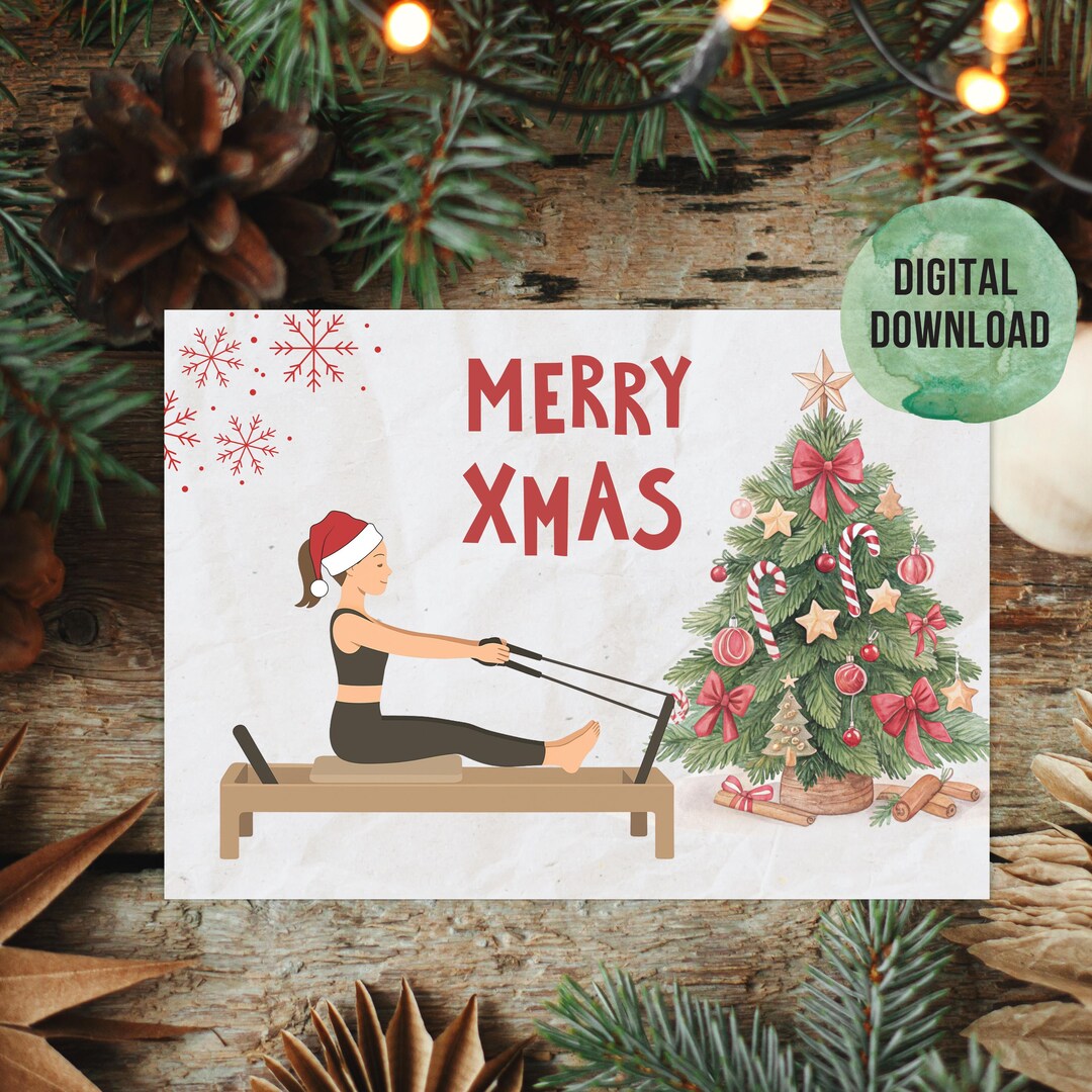 Pilates Reformer Christmas Card, Funny Xmas Pilates Card 5x7, Pilates ...