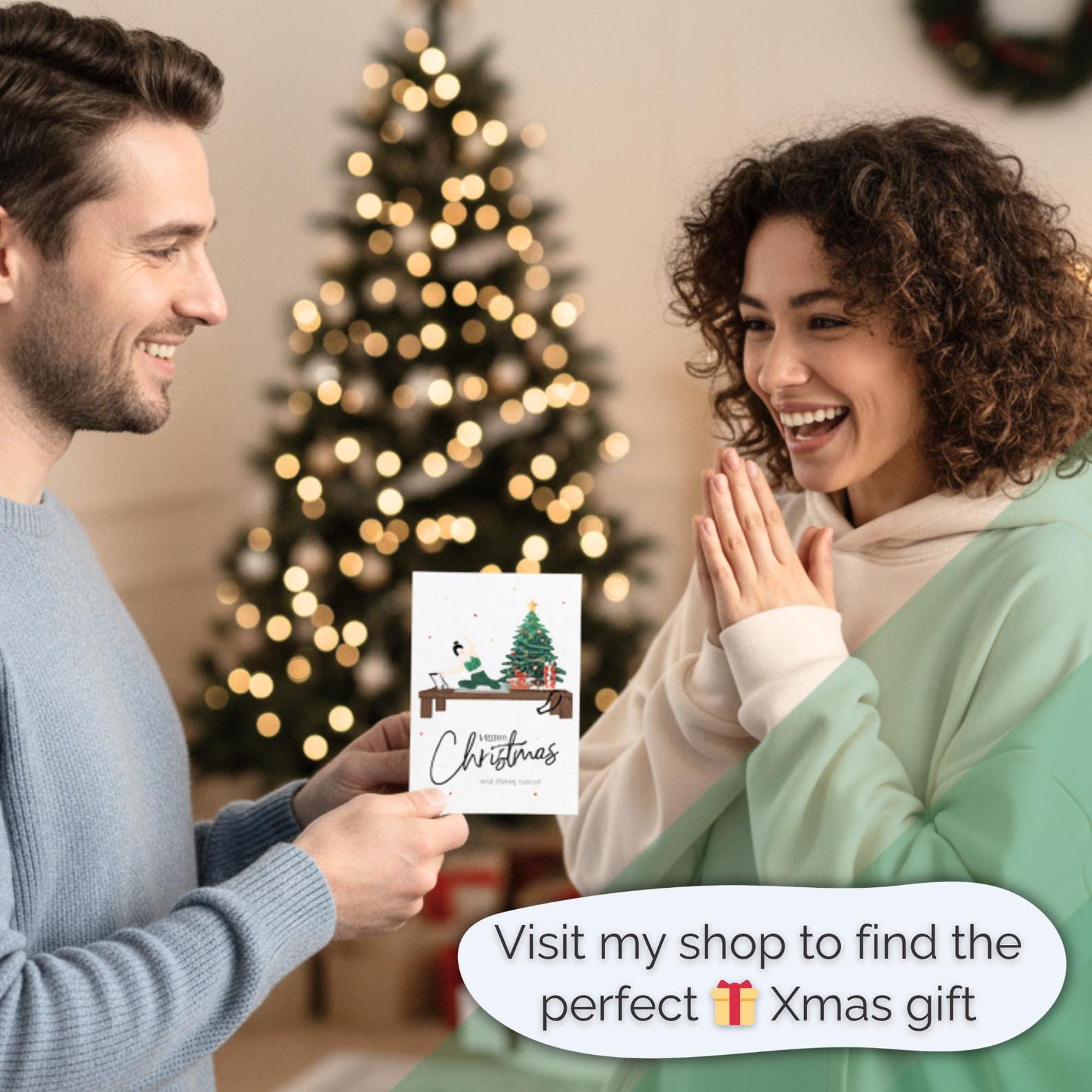 Merry Christmas Pilates Class Card – Funny Holiday Pilates Greeting for ...
