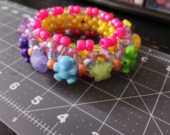 Rainbow Kandi Bracelet Cuff PASTEL - Etsy