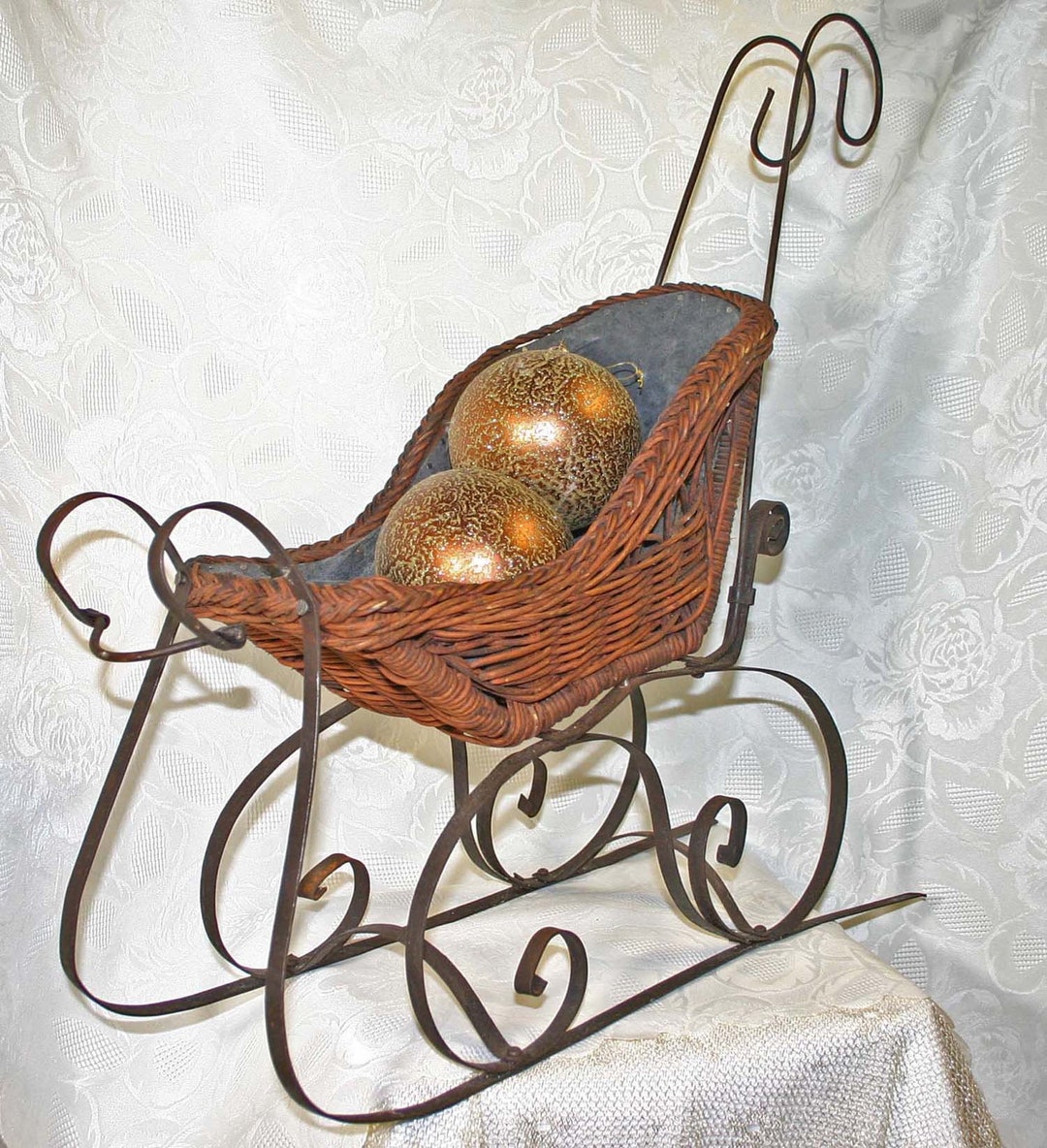 Vintage Wicker Sleigh, Doll Sleigh, Christmas Décor, Doll Sleigh, Gift ...