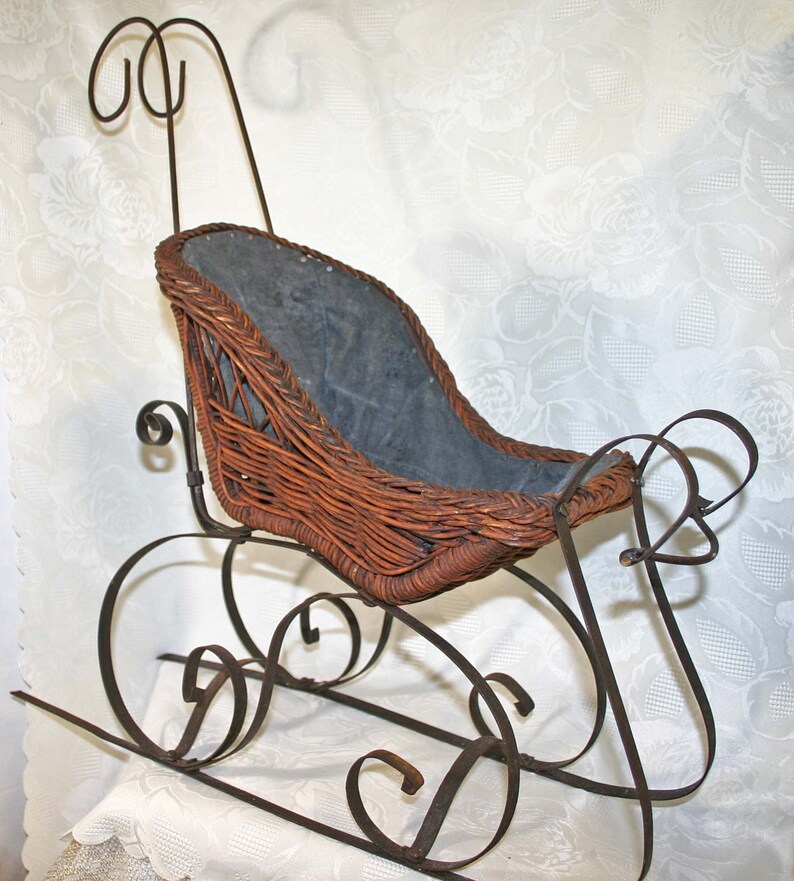 Vintage Wicker Sleigh, Doll Sleigh, Christmas Décor, Doll Sleigh, Gift ...