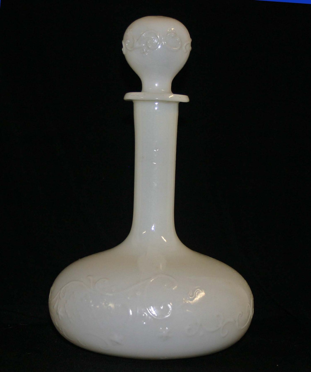 White Milk Glass Decanter, White Glass Carafe With Stopper, Gift for ...