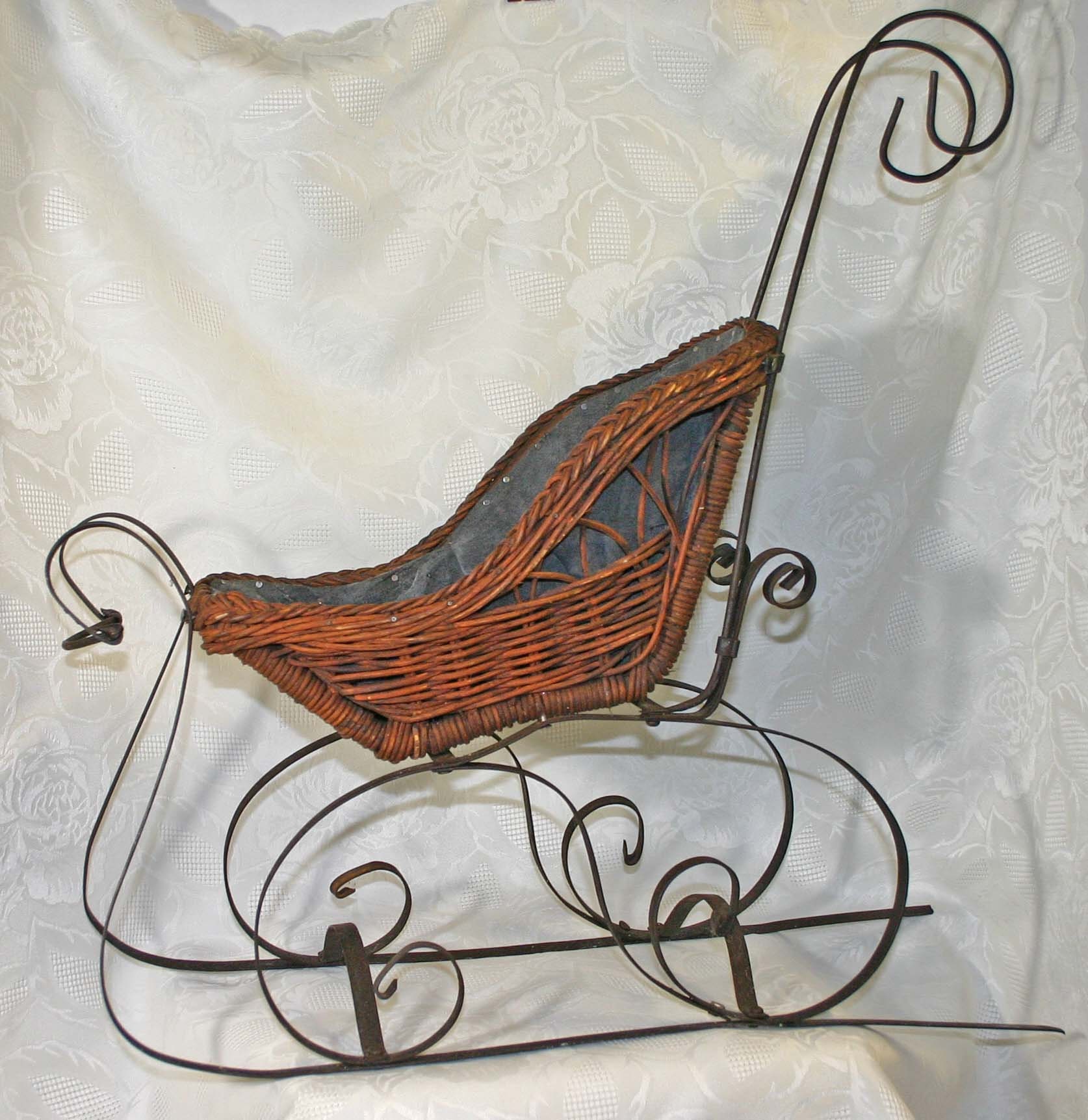 Vintage Wicker Sleigh, Doll Sleigh, Christmas Décor, Doll Sleigh, Gift ...