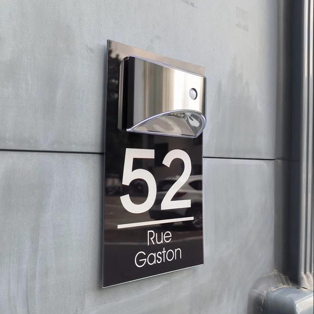 Elegant Personalized Solar-powered LED House Number - Illuminate Your ...