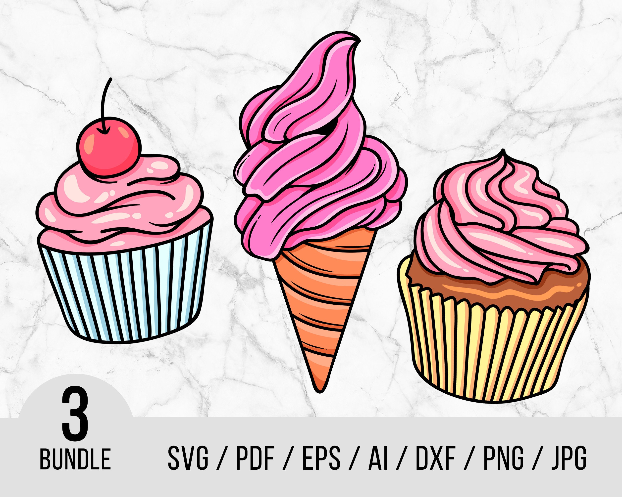 Ice Cream Svg Sweets Digital Files Svg Cookies SVG Cupcakes | Etsy