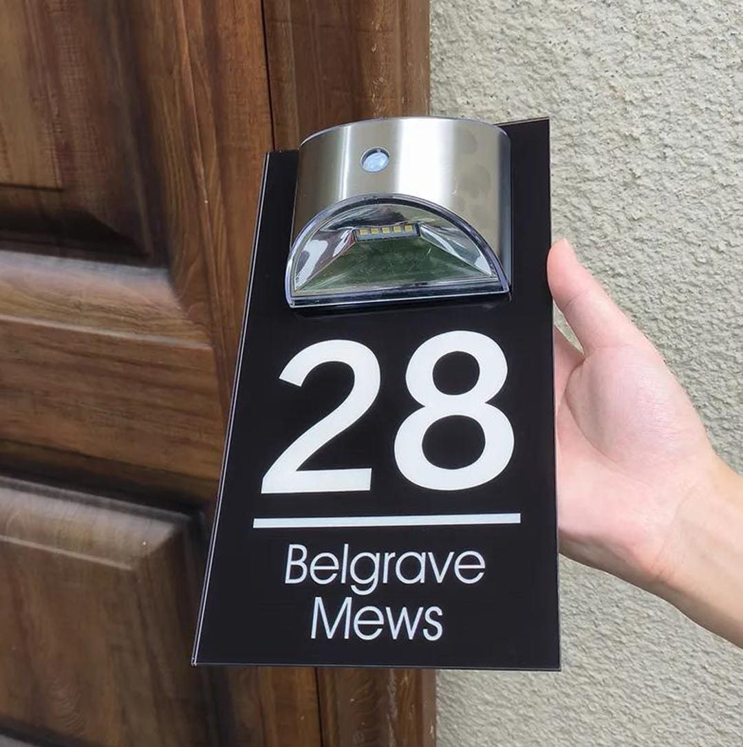 Personalized Solar Light House Number Plaque - LED Address Display and ...