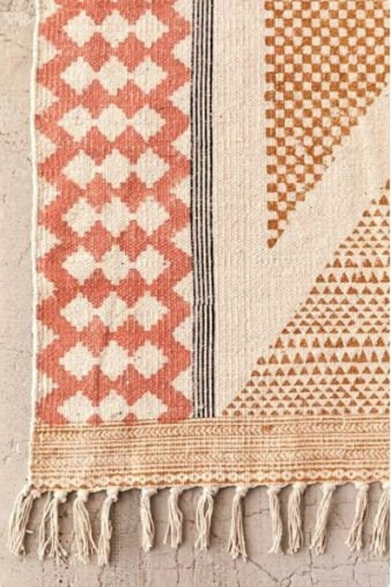 Bohemian Cotton Hand Block Rug, Garden Boho Rug, Living Area Rug, 5x7 ...