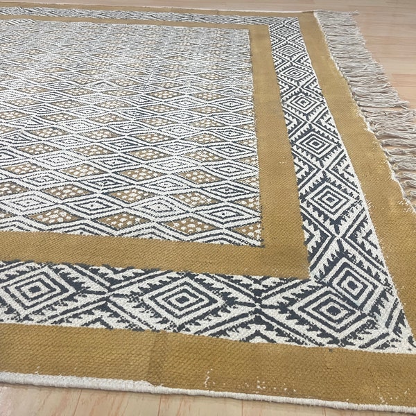 Black and White Geometric Rug 9x12 - Etsy