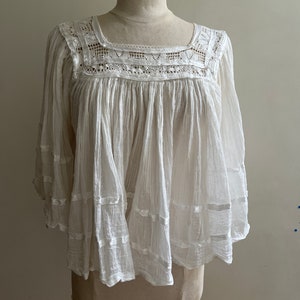 Vintage Cropped Sheer Gathered White Top - Etsy