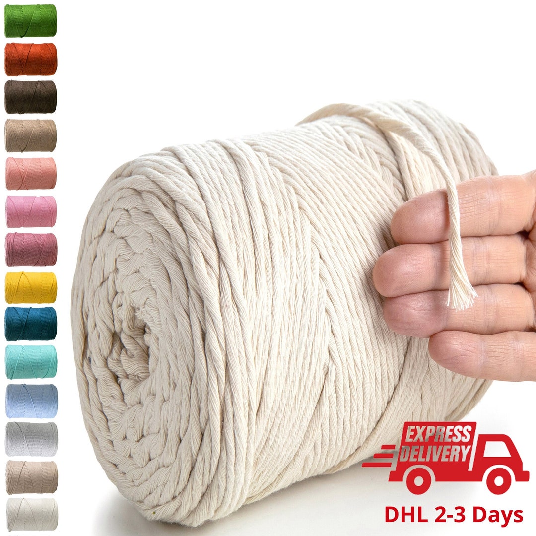 MeriWoolArt fil macramé - fil macramé 4mm 225m - fil macramé super doux ...