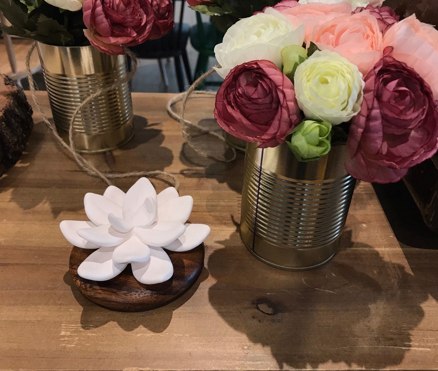 Oil diffuser air freshener Jade flower made of natural Wood | Etsy