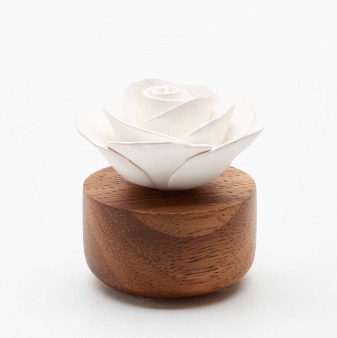Perfume Diffuser Porcelain Flower Gardenia Wooden Base in - Etsy
