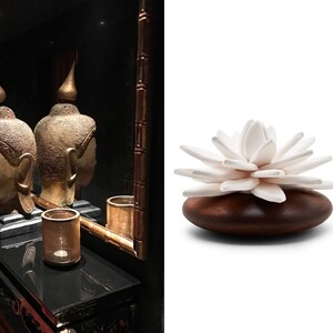 Oil Diffuser, Lotus Flower, Home Fragrance Diffuser. Natural Wood and ...