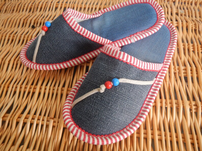 Jeans Slippers Denim Recycled Smart Gift Unisex Size 39 40 - Etsy