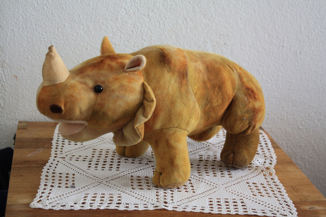 Rhino Plush Toy Soft Toy 33 Cm Long Soft Stuffed Animal - Etsy