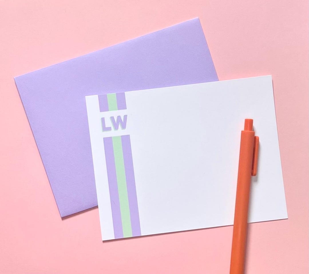 Personalized Monogram Stationery | Preppy Stripe Notecards, Custom ...