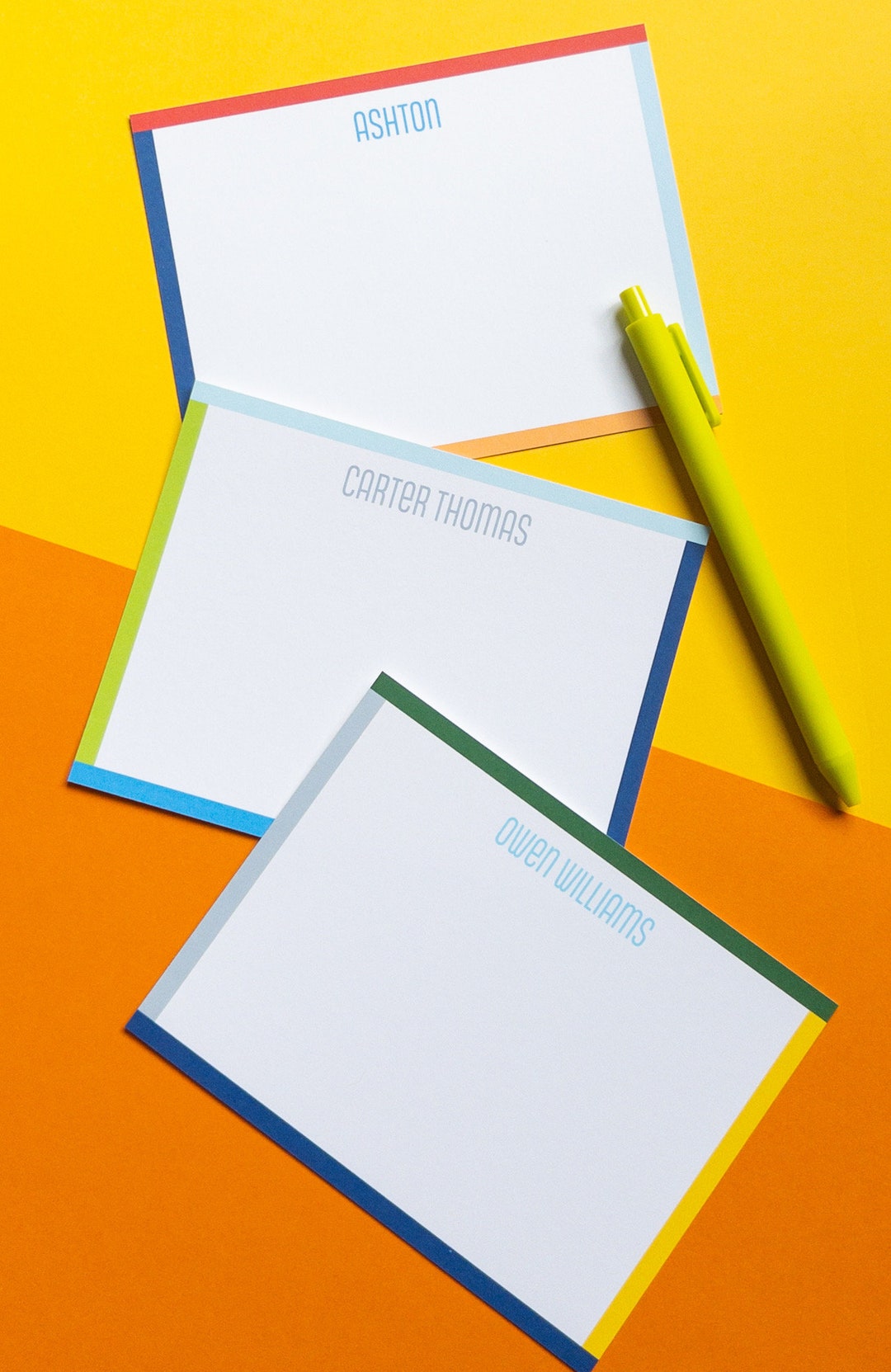 Colorblock Border Stationery | Personalized Stationery - Etsy
