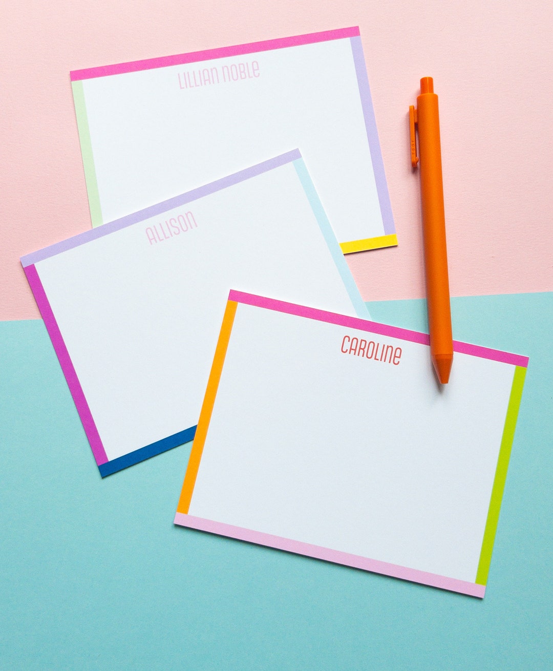 Colorblock Border Stationery | Personalized Stationery - Etsy