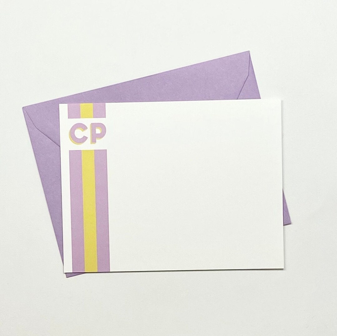 Monogram Stripe Stationery Personalized Stationery - Etsy
