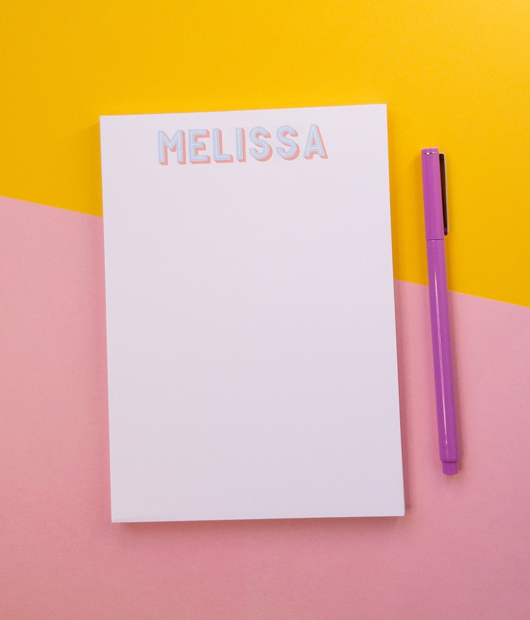 Shadow Text Inline Notepad Personalized Notepads Etsy 