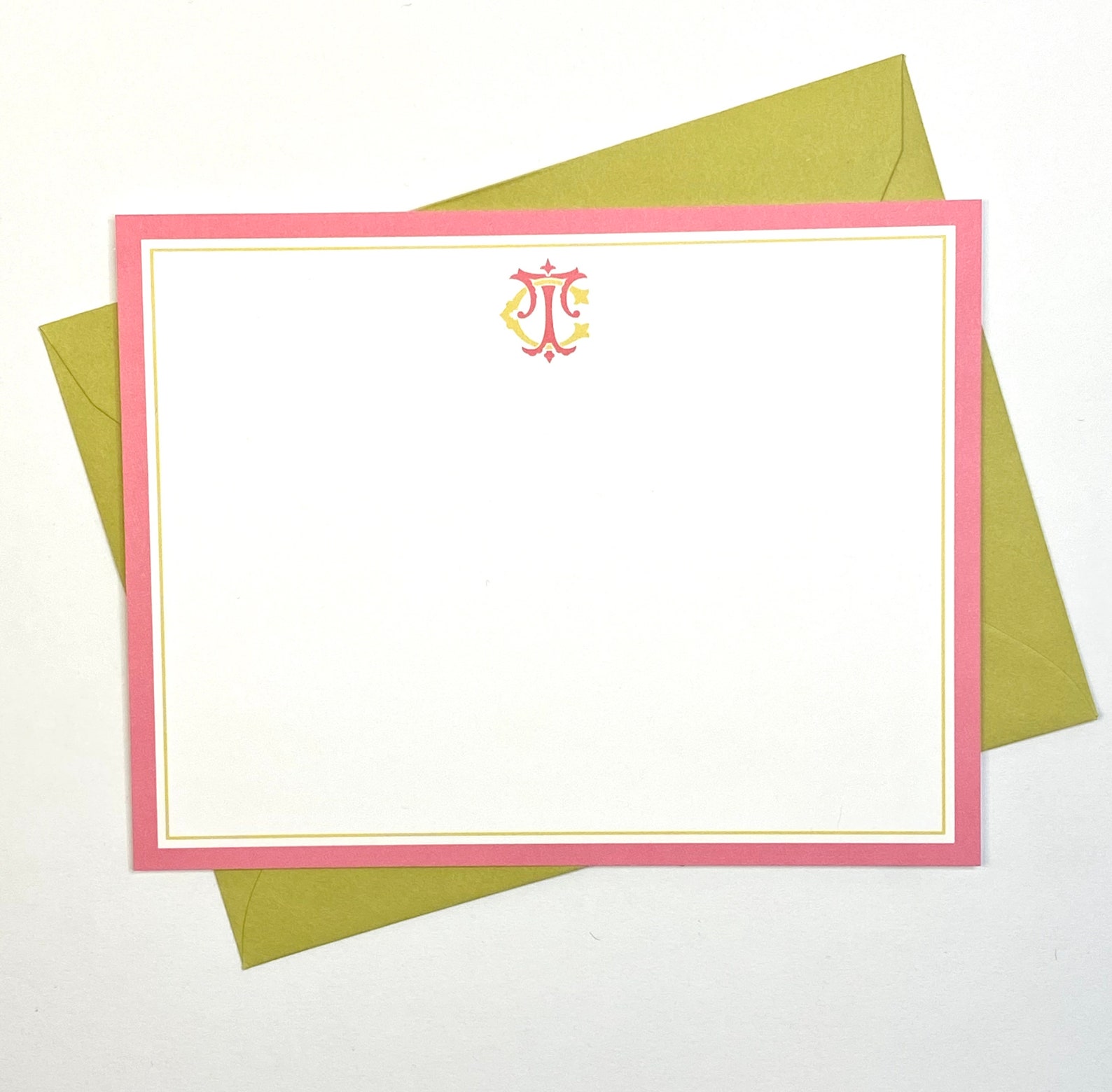 Two Initial Monogram Stationery Set Personalized Stationery - Etsy