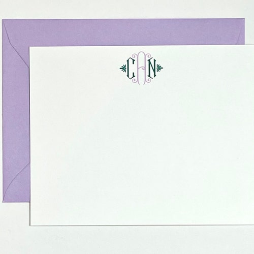 Two Initial Monogram Stationery Set Personalized Stationery - Etsy
