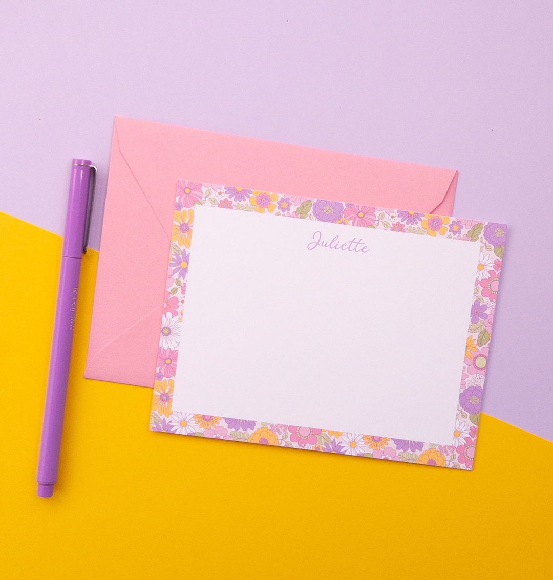Floral Border Stationery | Personalized Stationery - Etsy