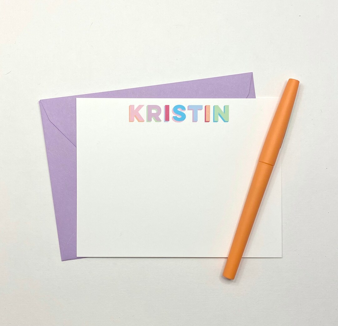 Colorful Shadow Text Stationery | Personalized Stationery - Etsy