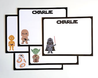 Star Wars Stationary Set of 20 Cards Personalized Stationery Darth ...