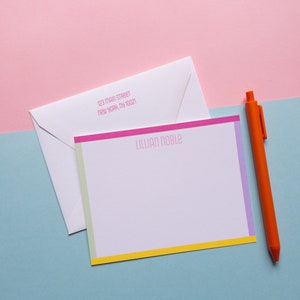 Colorblock Border Stationery | Personalized Stationery - Etsy