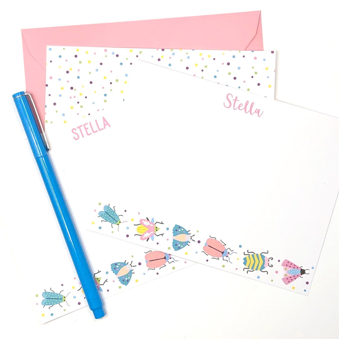 Girls Bug Stationery | Personalized Notecards - Etsy