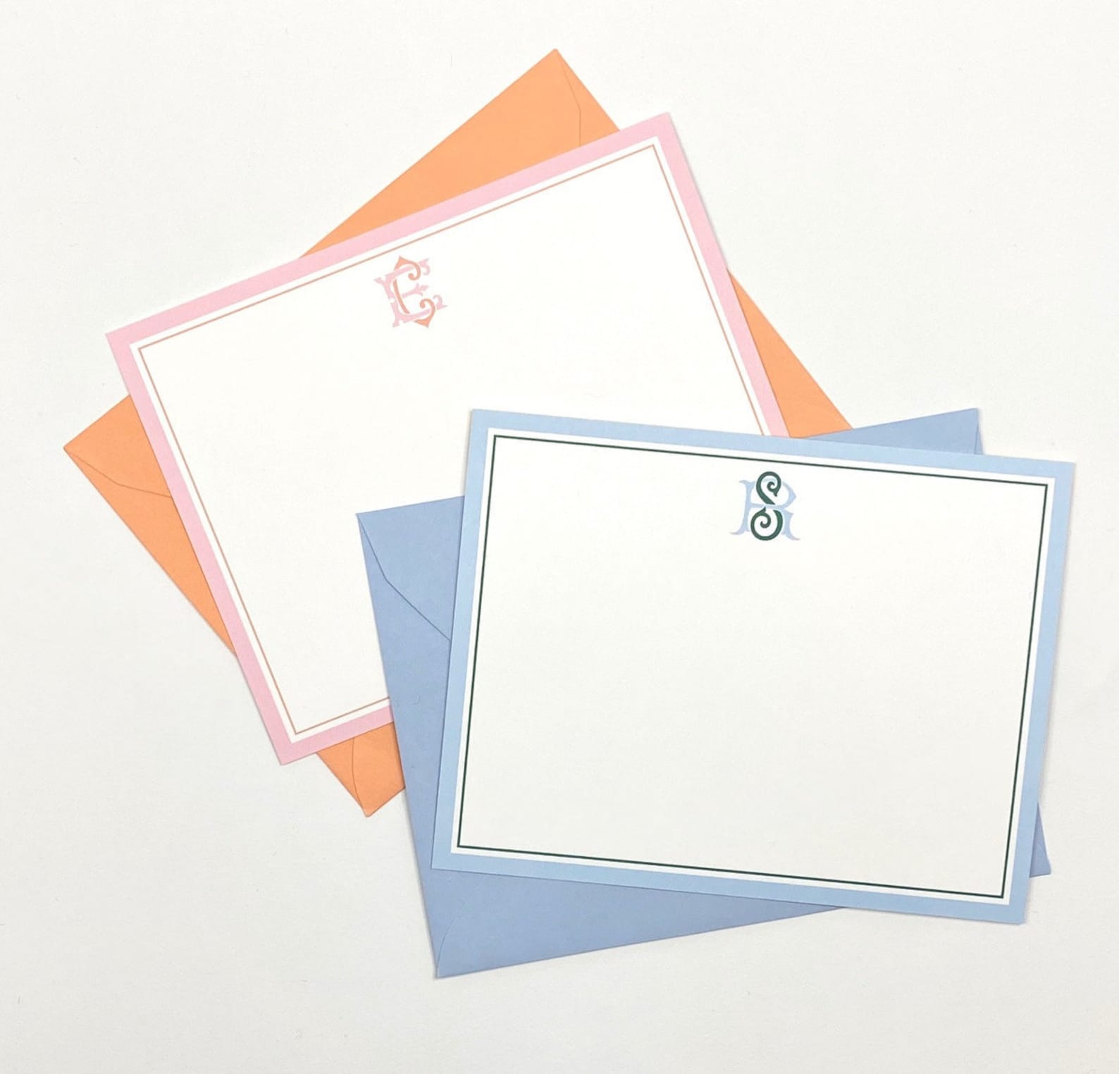 Two Initial Monogram Stationery Set Personalized Stationery | Etsy