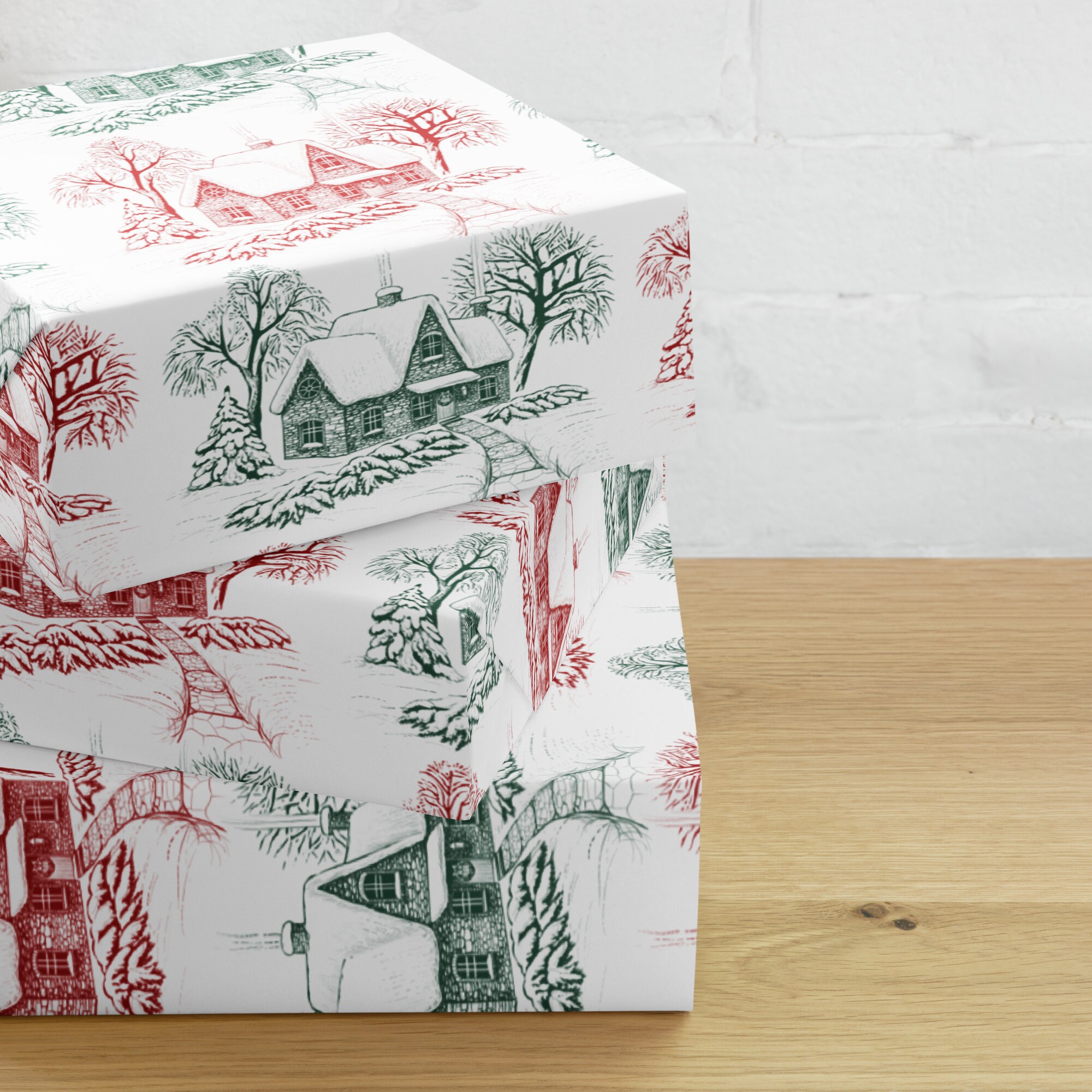 Vintage Aesthetic Christmas Snow Cottage Cabin Lodge Holiday Gift Yule ...