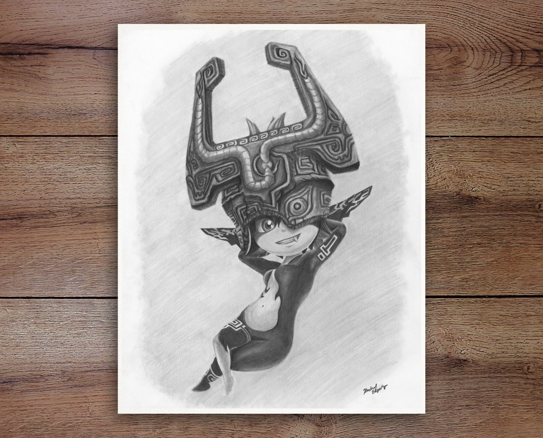 Midna Graphite Drawing Print - Etsy