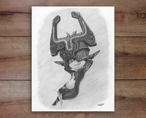 Midna Graphite Drawing Print | Etsy