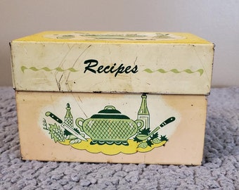 Tin Recipe Box - Etsy