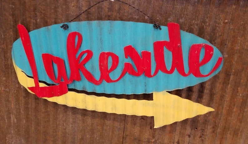 Lakeside Mid-Century Retro Metal Sign/Cabin/Fishing/Lodge/Boat - Etsy.de