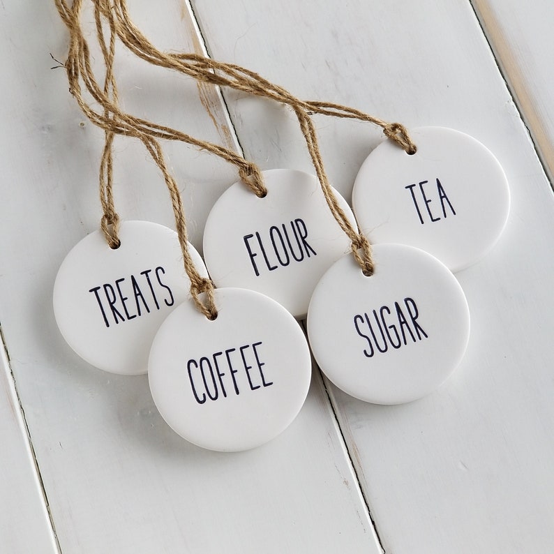 Organize your kitchen pantry jar labels handmade from clay | Etsy