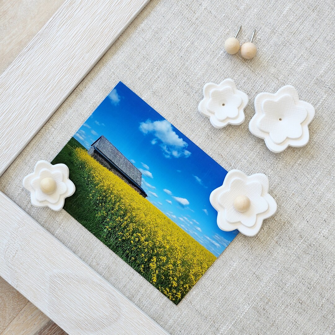 Pinboard Clay Flower Pushpins | Modern Bulletin Board Floral Thumb ...