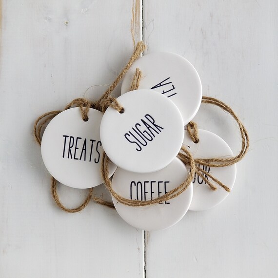 Organize your kitchen pantry jar labels handmade from clay | Etsy