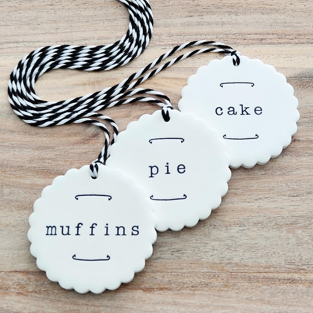 Personalized Farmhouse Kitchen Labels, Polymer Clay Scalloped Tags - Etsy