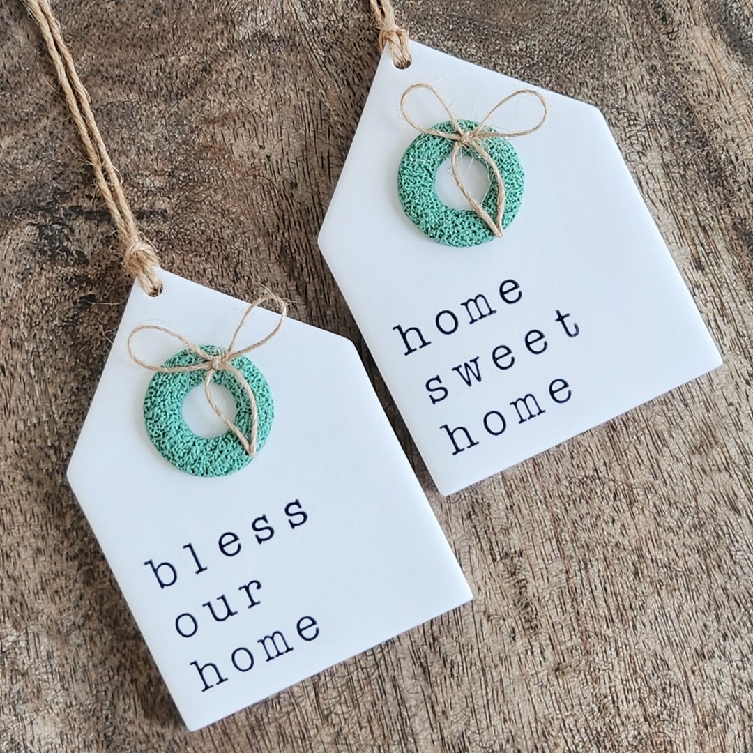 Unique Housewarming Gift Clay Bless Our Home Wall Tag Home Sweet Home ...