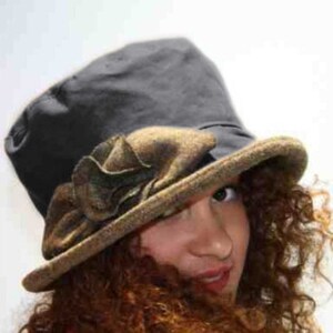 Waterproof Black Rain Downton Abbey Hat for Women, Warm Winter Waxed ...