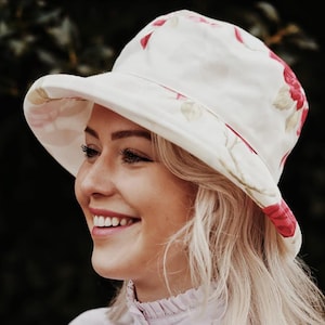 Simple Sassy Cotton Summer Hat for Women Bright Floral Red - Etsy