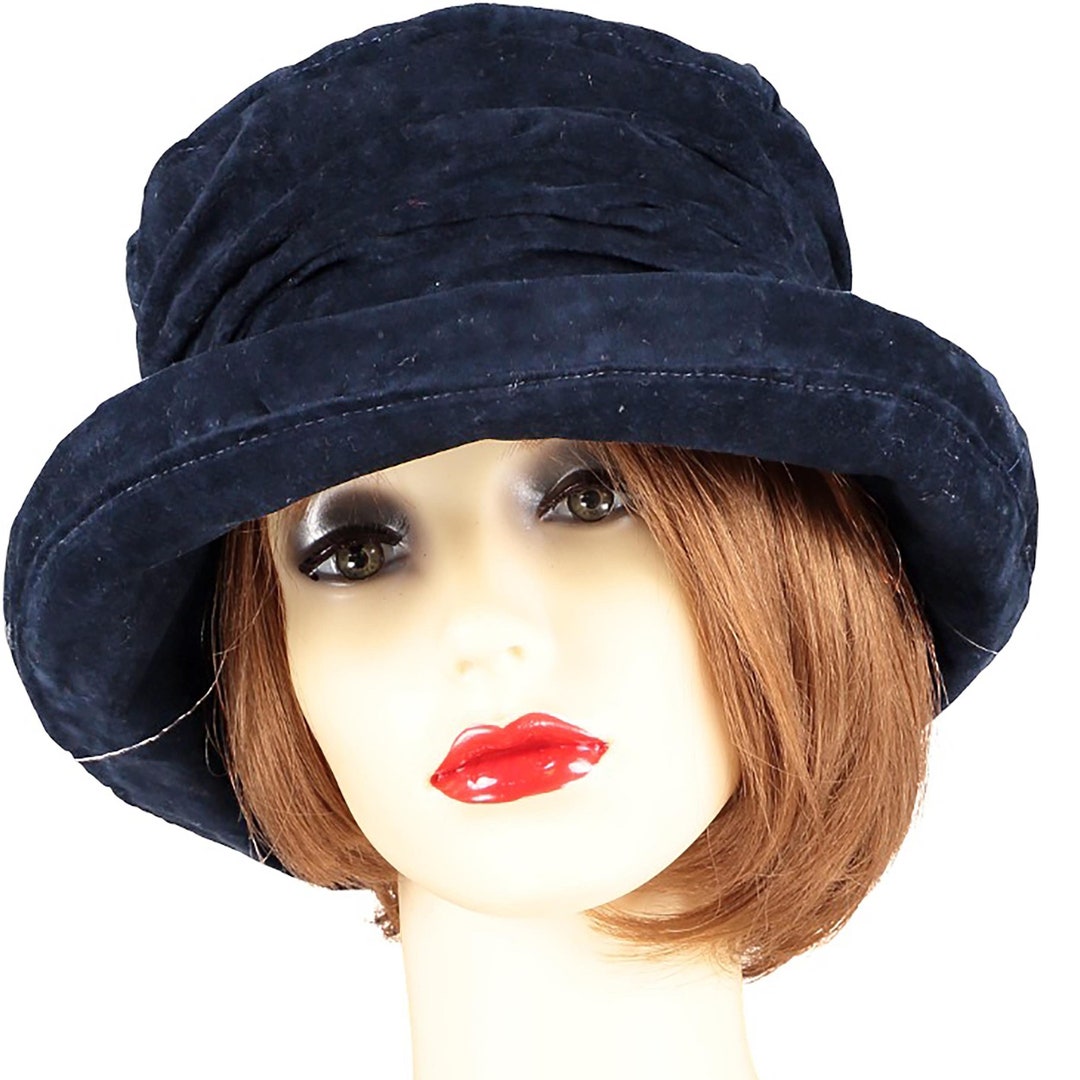 Ladies Smart Autumn Hat in Chic Navy Blue, Rainproof Winter Fashion Hat ...