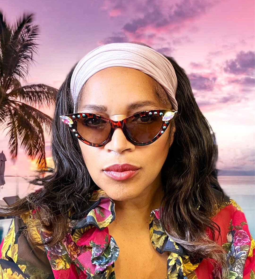 Dramatic Red Black Tortoiseshell Sunglasses, Embellished Eyewear for ...