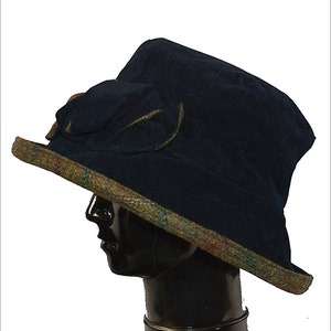 Smart Black English Hat Women, Wide Brim in English Tweed, Vintage ...