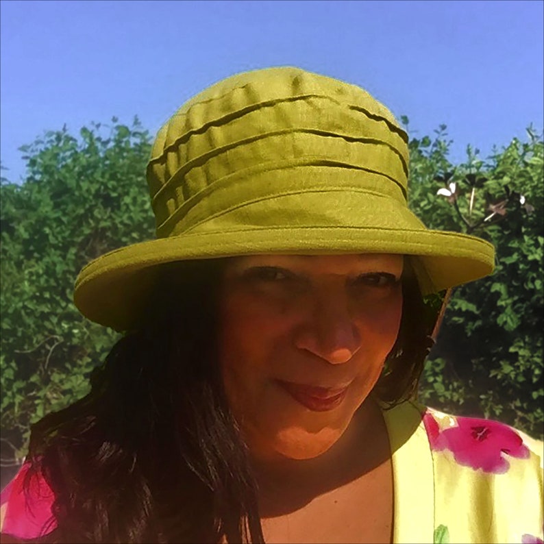 Practical Sun Hat in Cool Olive Green Linen Handmade in | Etsy